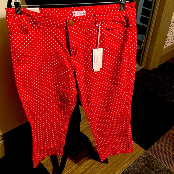 dash | Pants & Jumpsuits | Nwt Red Polka Dot Capri Just Add Minnie ...